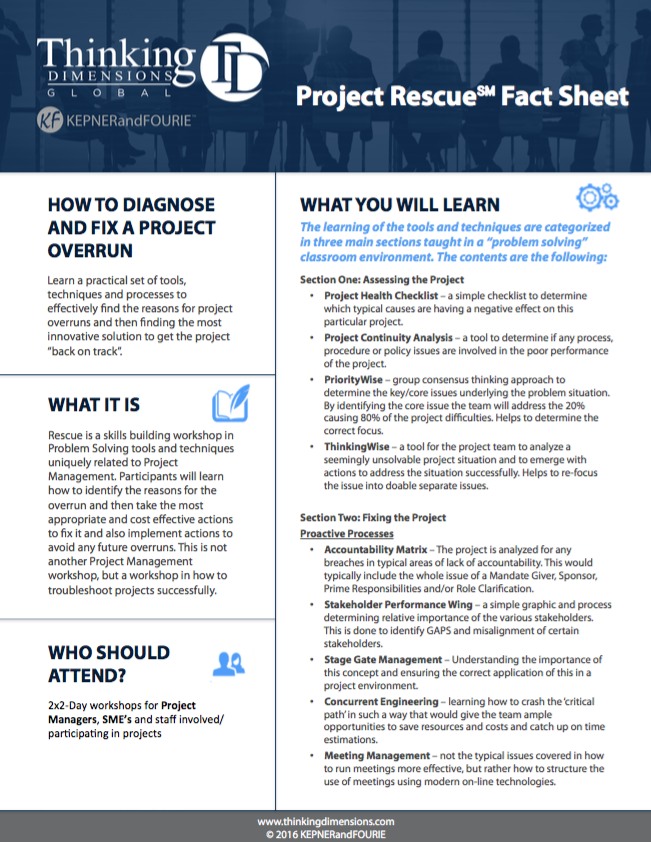 Project Rescue Fact Sheet