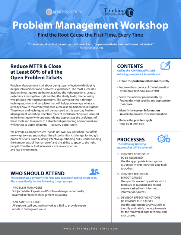 Problem Management In House Training Brochure